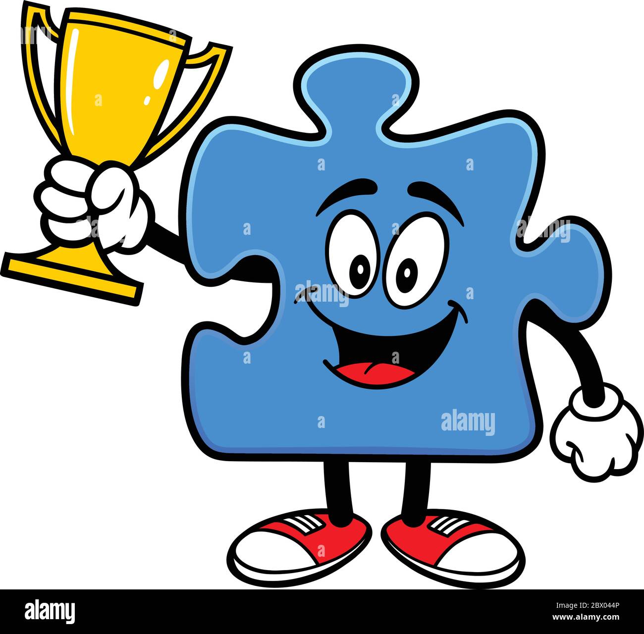 Puzzle with Trophy- A Cartoon Illustration of a Puzzle Piece with a ...