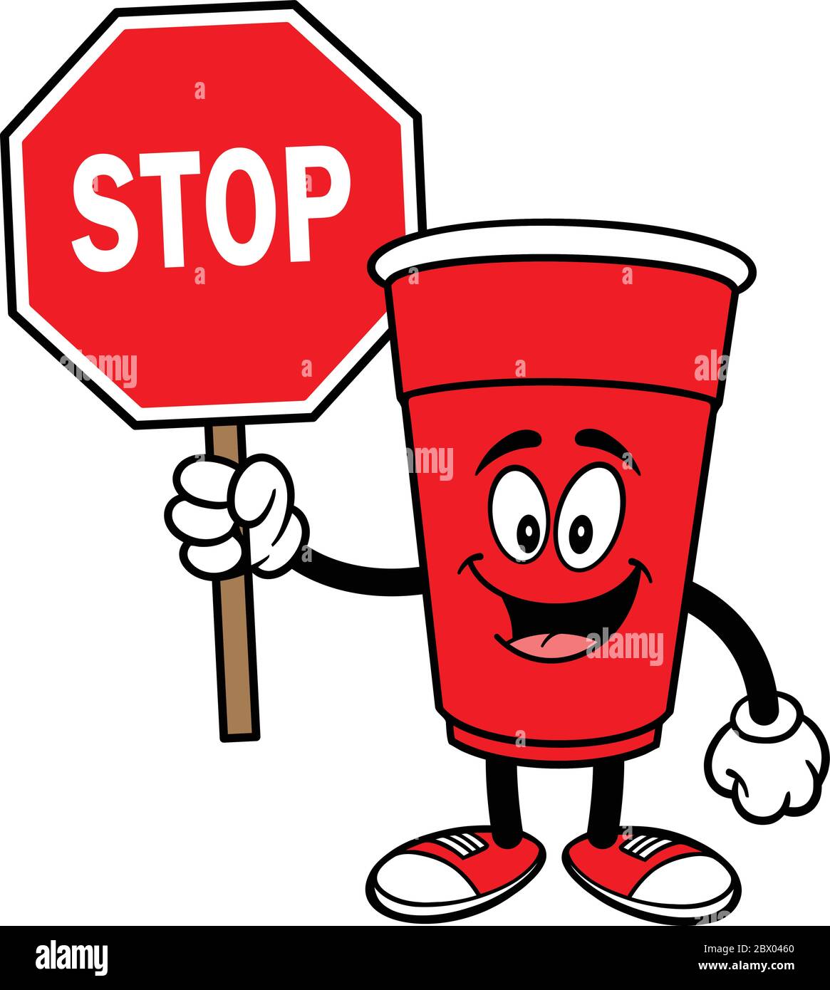 Party Cup Mascot with Stop Sign - A cartoon illustration of a Party Cup ...