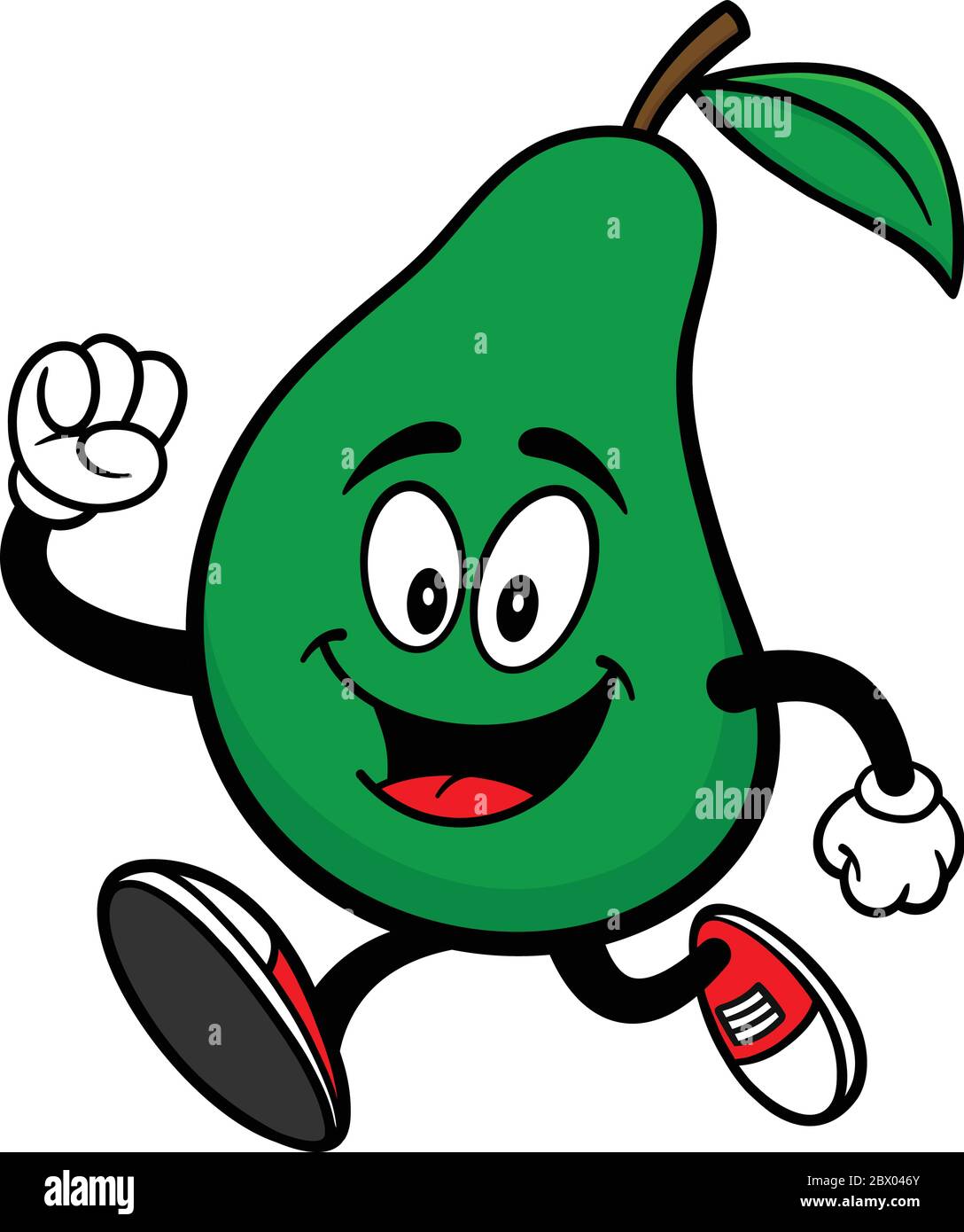 Pear Mascot Running - A cartoon illustration of a Pear Mascot Running ...