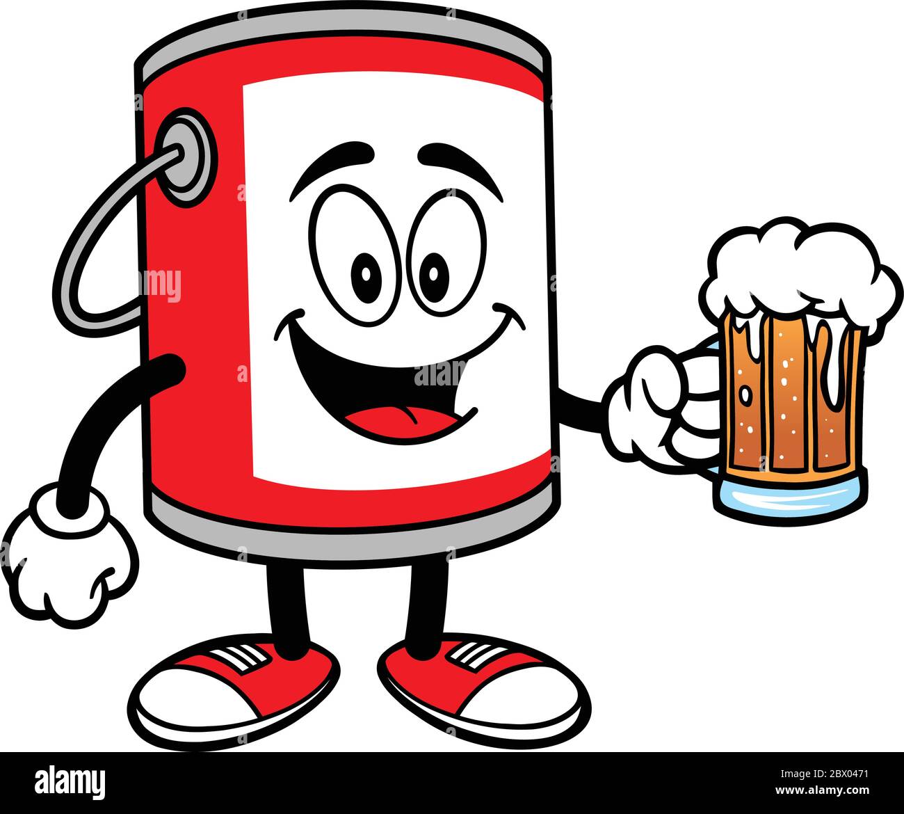 Paint Bucket with a Beer - A cartoon illustration of a Paint Bucket ...