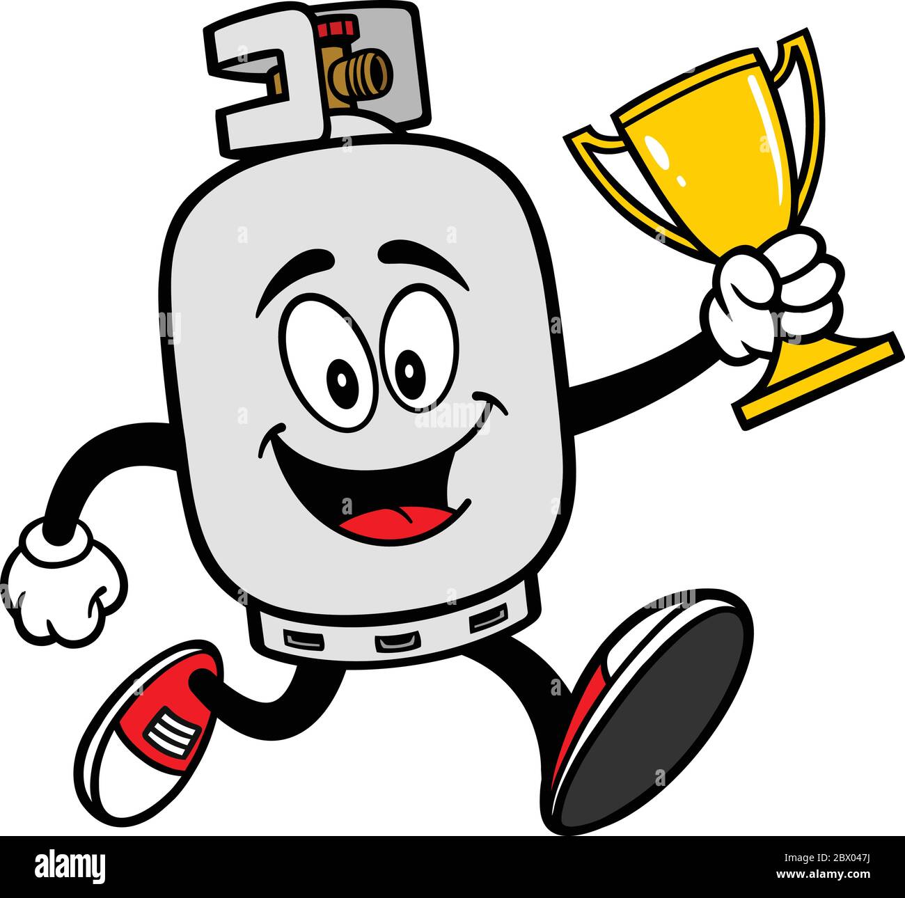 Propane Tank Running With Trophy- A Cartoon Illustration of a Propane ...