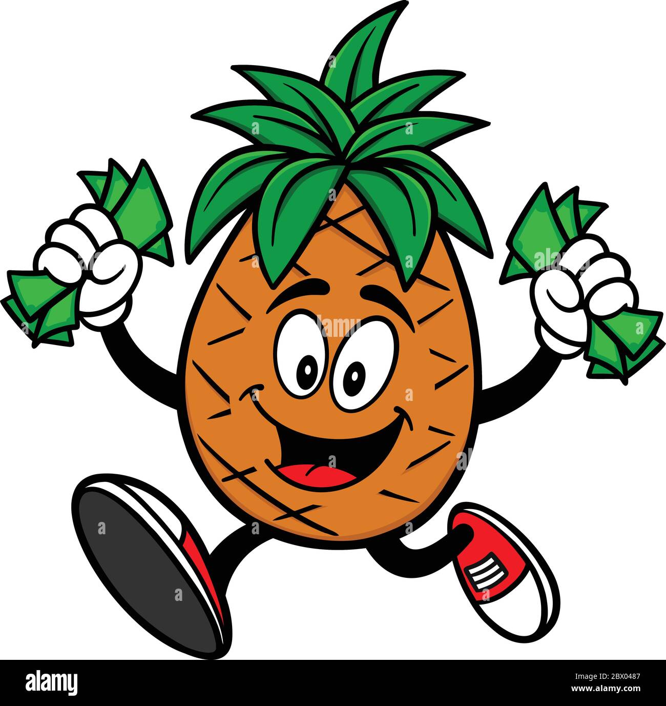 Pineapple with Money- A Cartoon Illustration of a Pineapple with Money ...