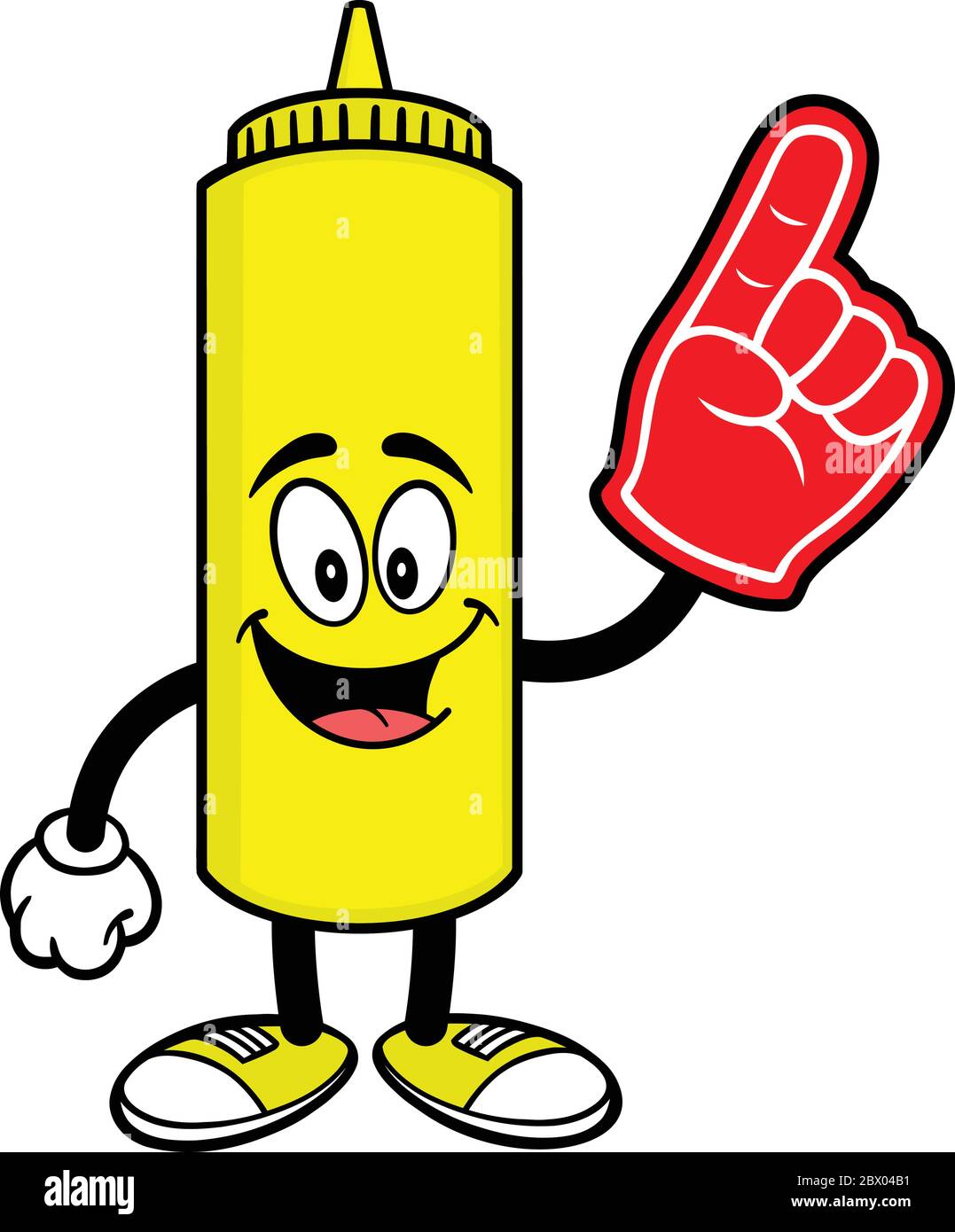 Mustard with Foam Finger- A Cartoon Illustration of Mustard with a Foam ...