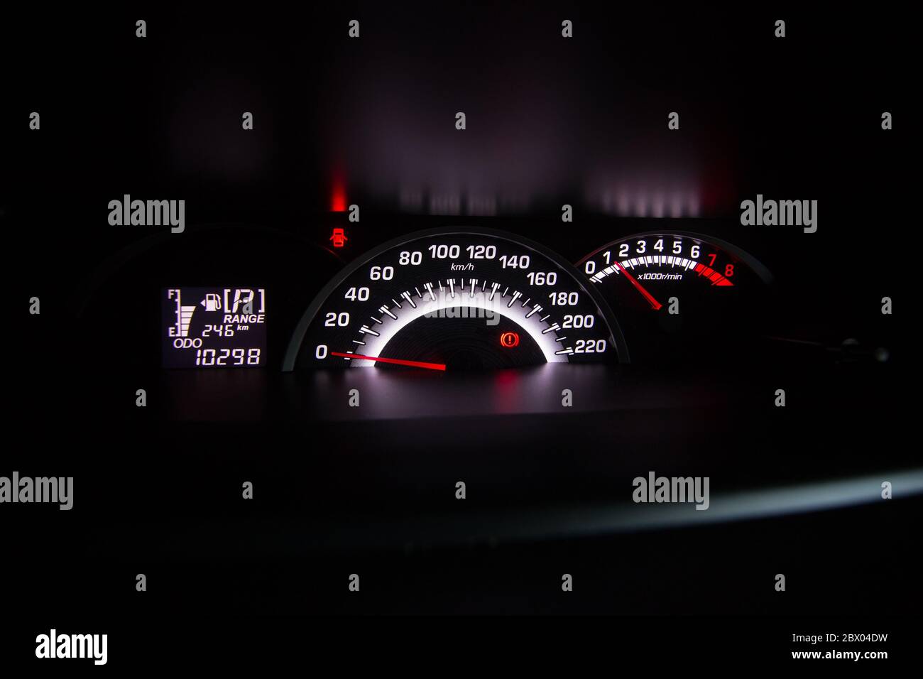 Car meter, Speedometer in car, fuel, black background, auto.Selective ...