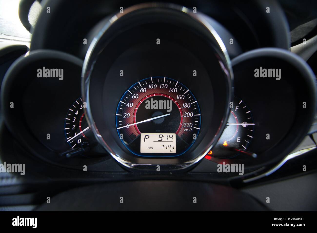 Car meter, Speedometer in car, fuel, black background, auto.Selective ...