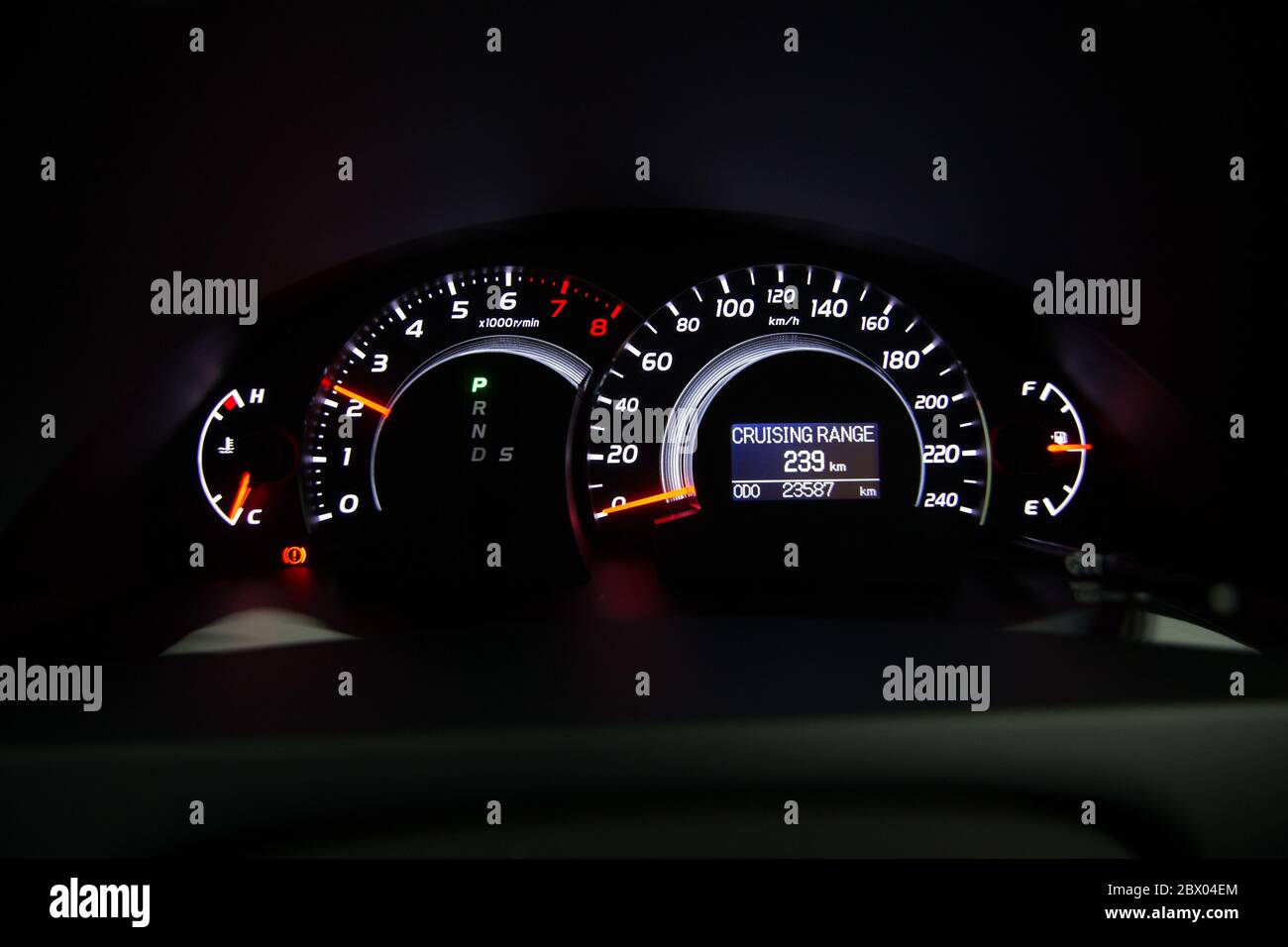 Car meter, Speedometer in car, fuel, black background, auto.Selective ...
