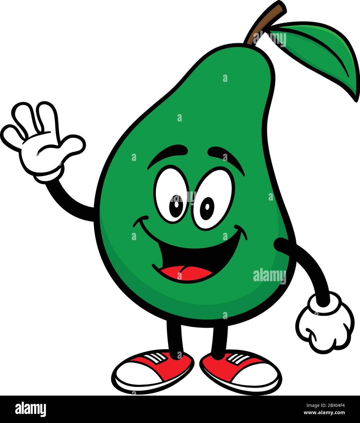 Pear Mascot Waving - A cartoon illustration of a Pear Mascot Waving ...