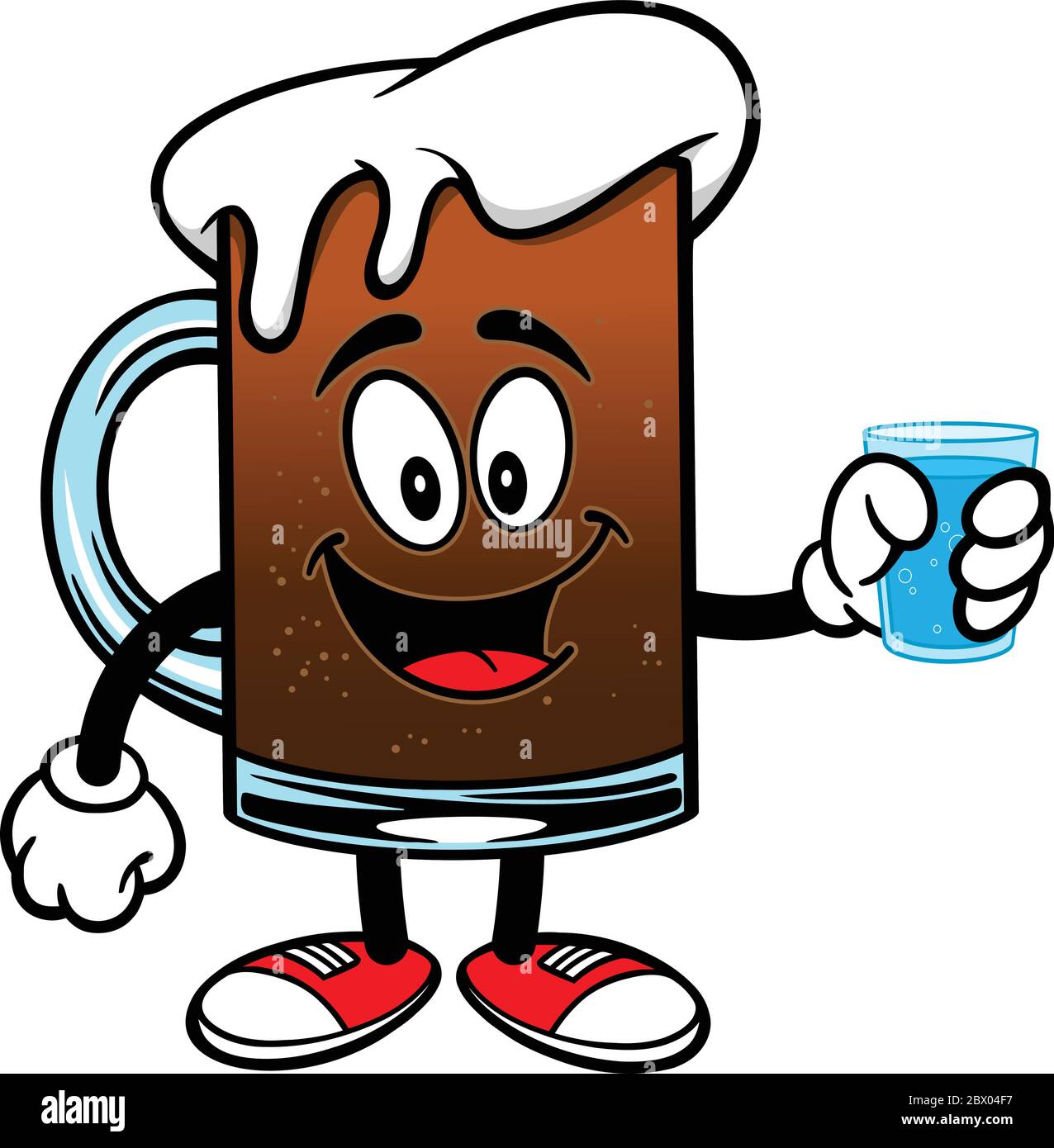 Root Beer with a Cup of Water - A cartoon illustration of a Root Beer ...