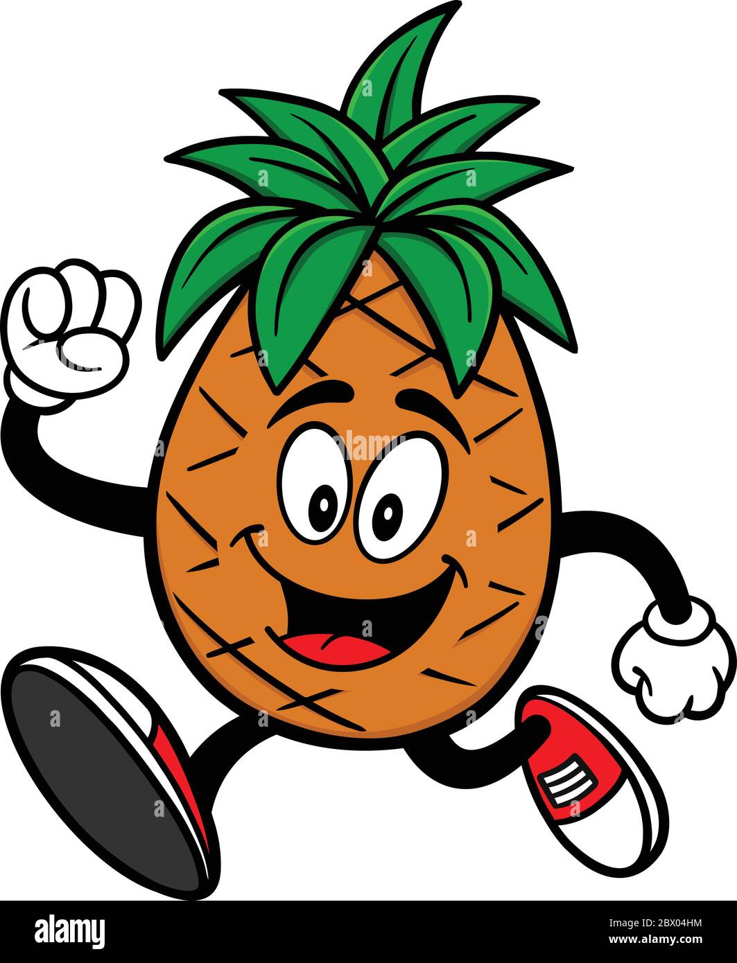 Pineapple Run- A Cartoon Illustration of a Pineapple Running Stock ...