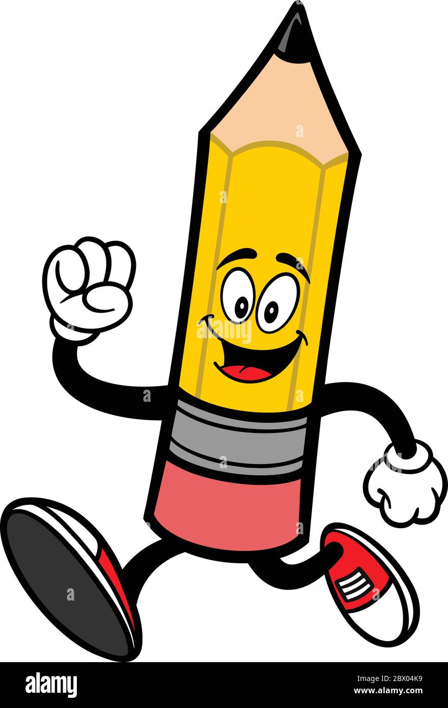 Pencil Run-A Cartoon Illustration of a Pencil Run Stock Vector Image ...
