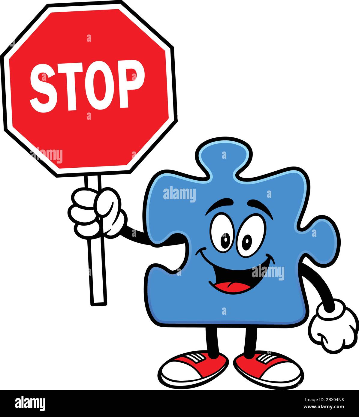 Puzzle with Stop Sign- A Cartoon Illustration of a Puzzle with a Stop ...