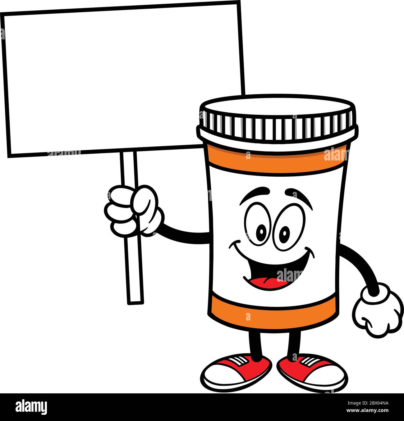 Pill Bottle with Sign- A Cartoon Illustration of a Pill Bottle with a ...
