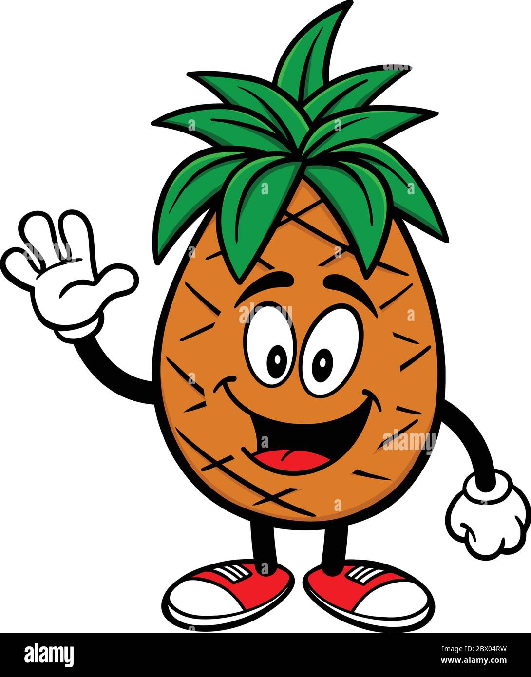 Pineapple Waving- A Cartoon Illustration of a Pineapple Waving Stock ...