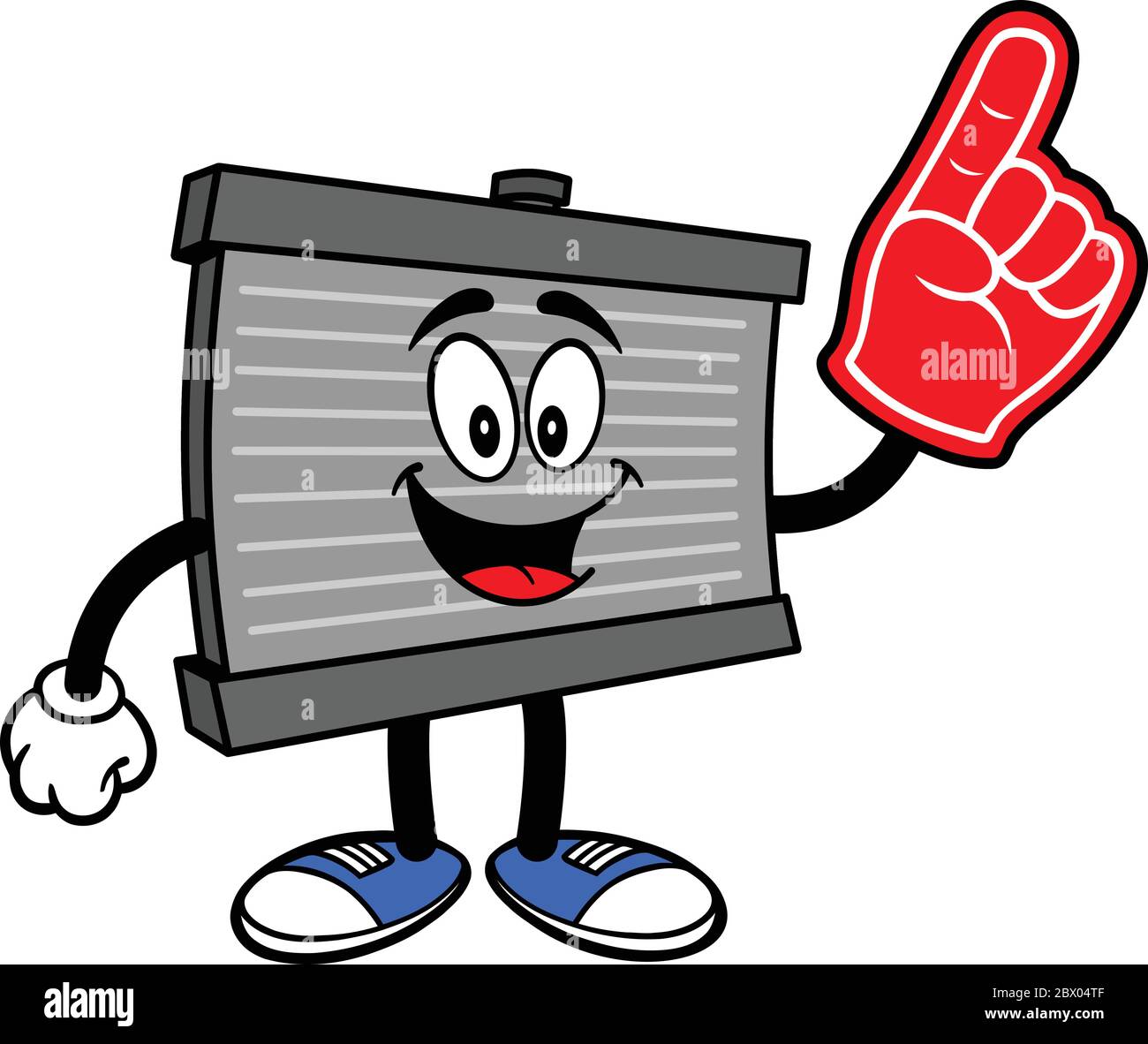 Radiator Mascot with Foam Hand- A Cartoon Illustration of a Radiator ...