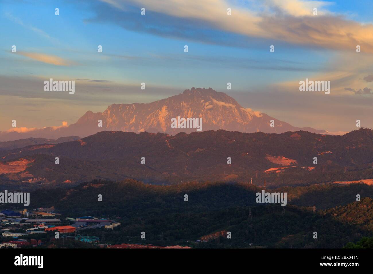 Amazing Mount Kinabalu view with beautiful Sunset and amazing sky ...