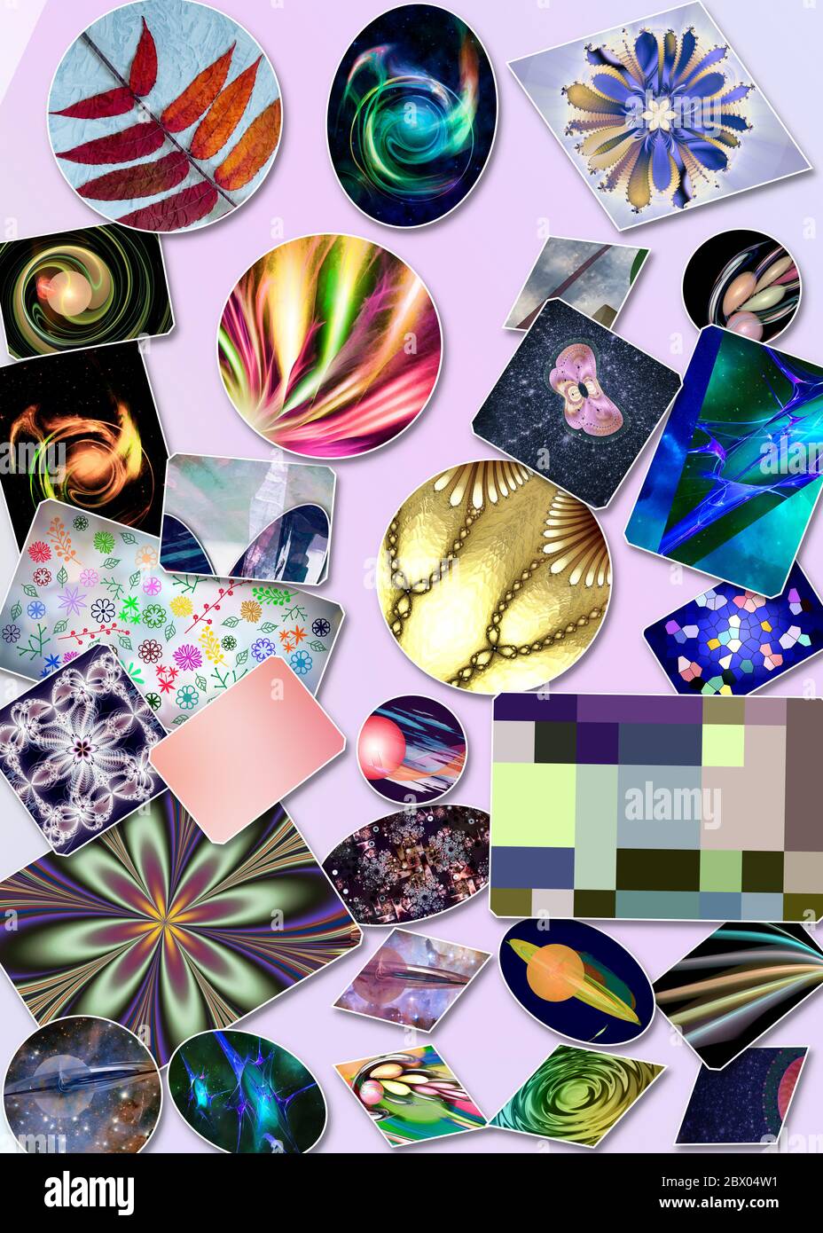 Collage of abstract images with bright drawings Stock Photo - Alamy