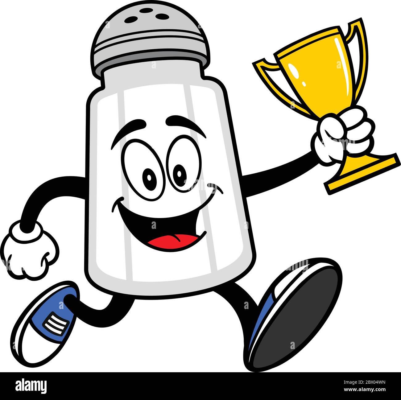 Salt Shaker Running with Trophy- A Cartoon Illustration of a Salt ...