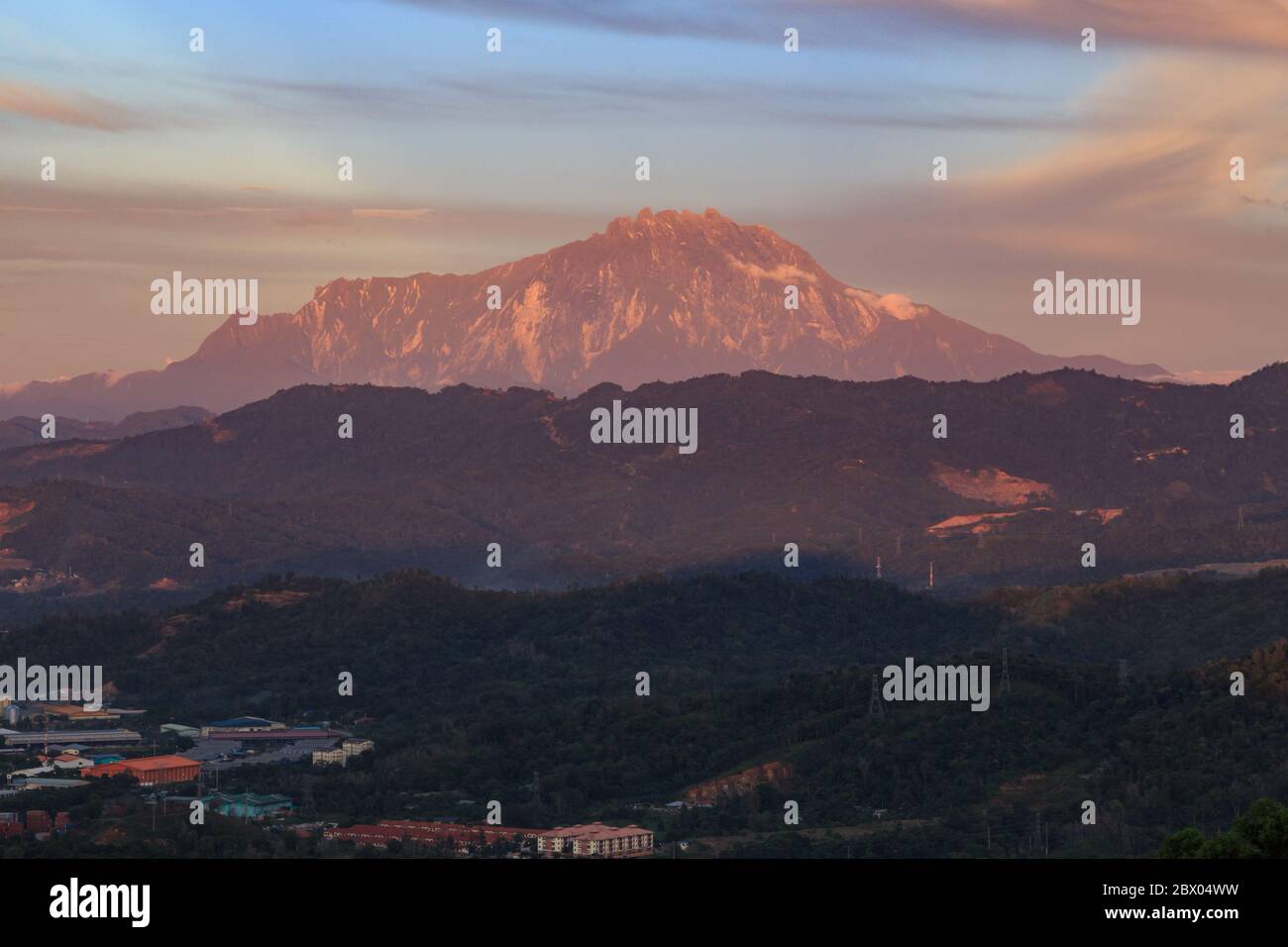 Amazing Mount Kinabalu view with beautiful Sunset and amazing sky ...