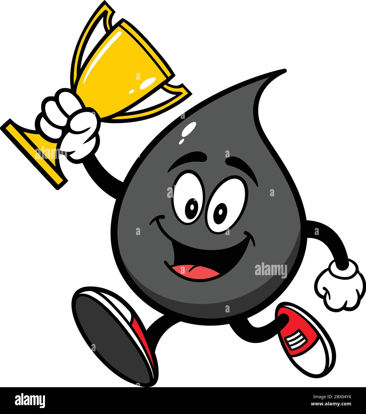 Oil Drop Running with Trophy- A Cartoon Illustration of an Oil Drop ...