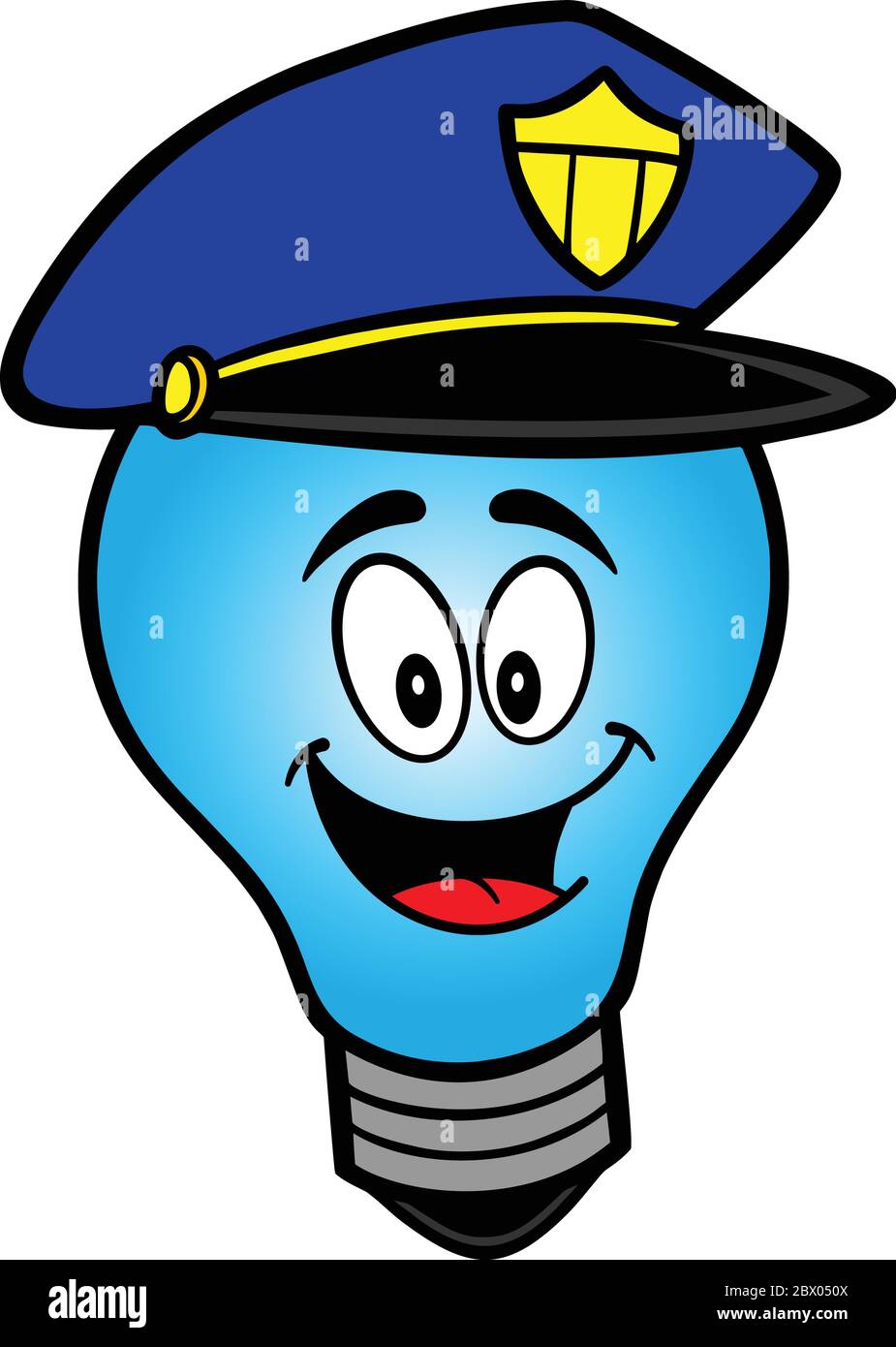 Police Bulb Mascot- A Cartoon Illustration of a Police Bulb Mascot ...