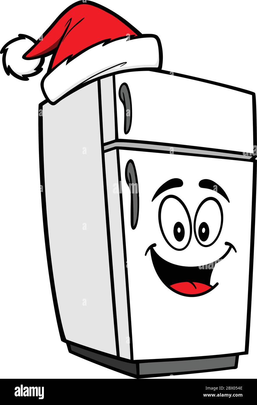 Refrigerator Mascot with a Santa Hat - A cartoon illustration of a ...