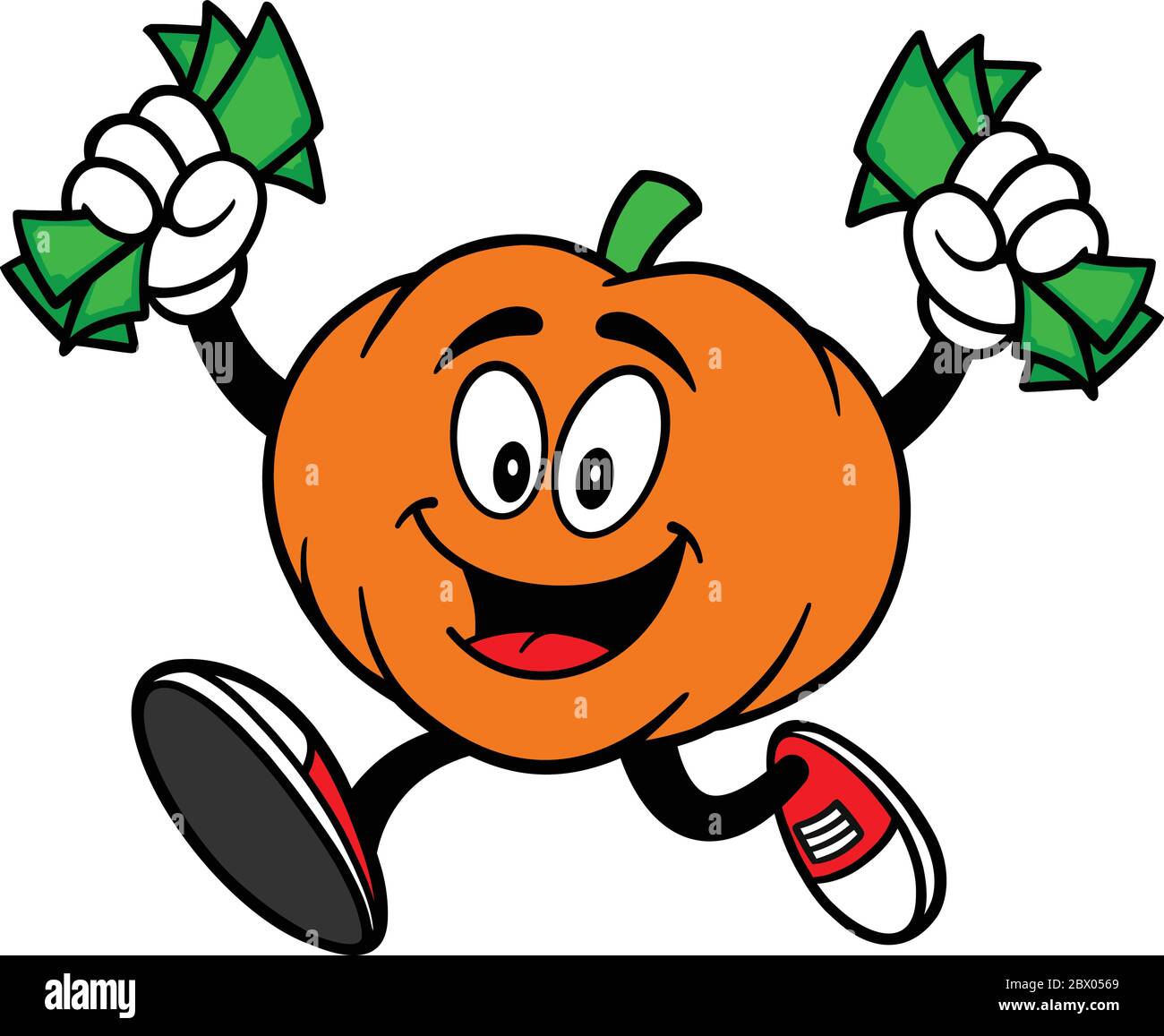 Pumpkin Mascot with Money - A cartoon illustration of a Pumpkin Mascot ...