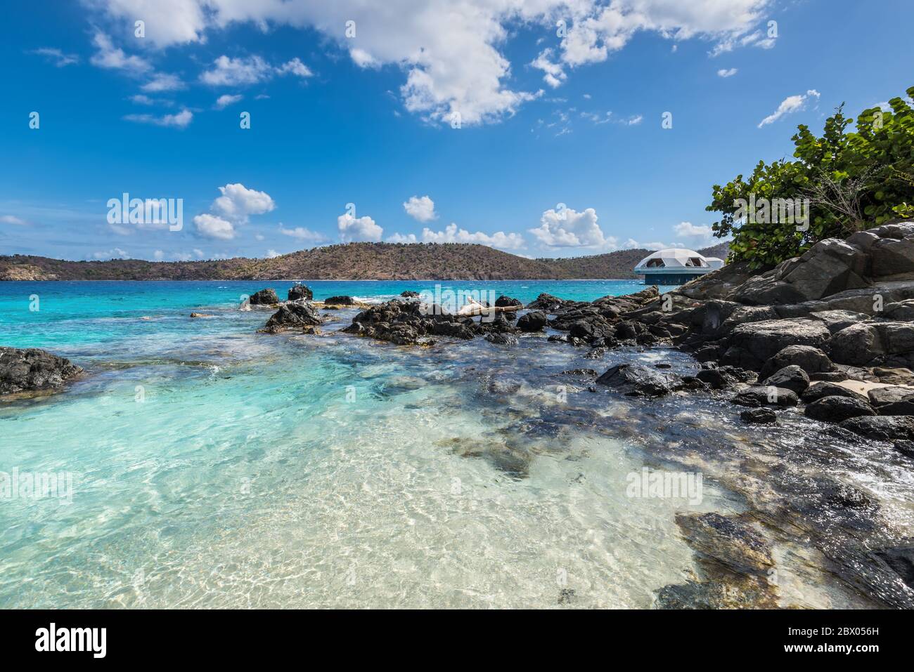 Seascape with a rocky coast of the Coki Point Bech in the foreground ...