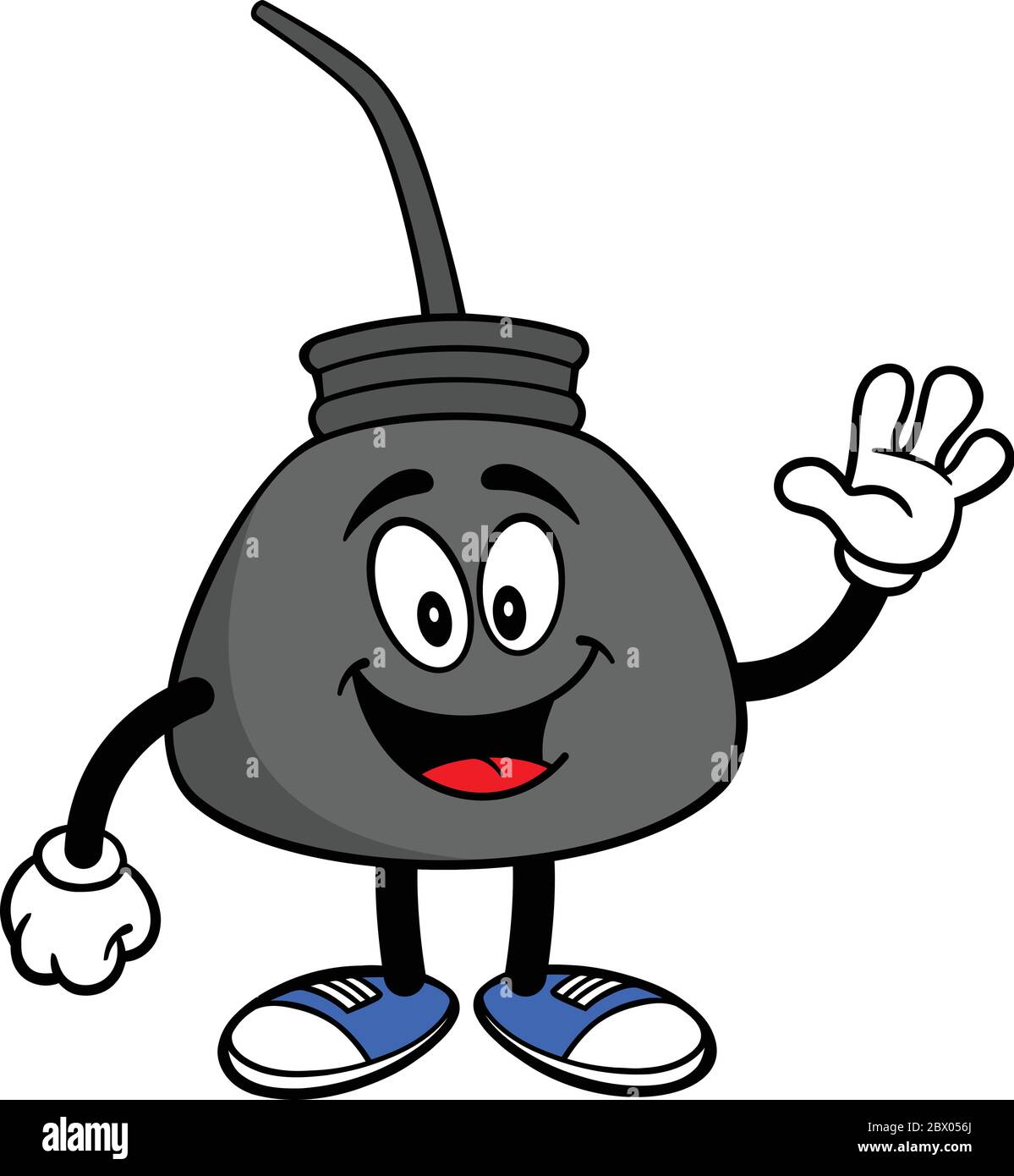 Oil Can Waving- A Cartoon Illustration of an Oil Can Waving Stock ...