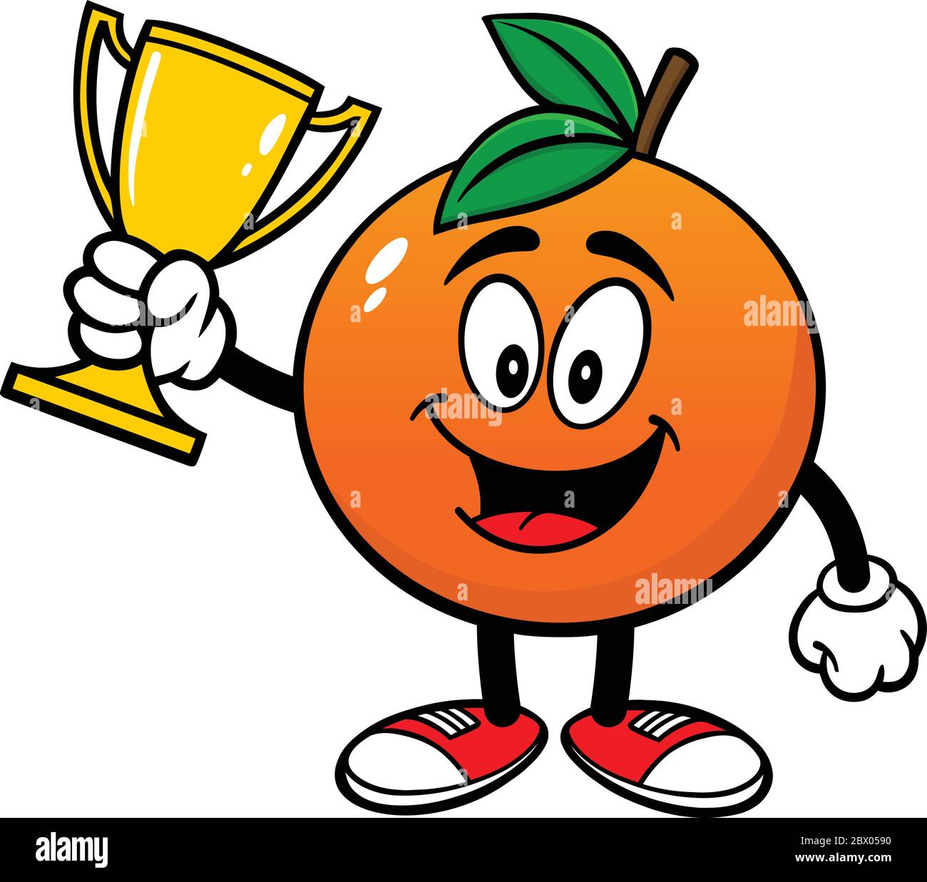 Orange with Trophy- A Cartoon Illustration of an Orange with a Trophy ...