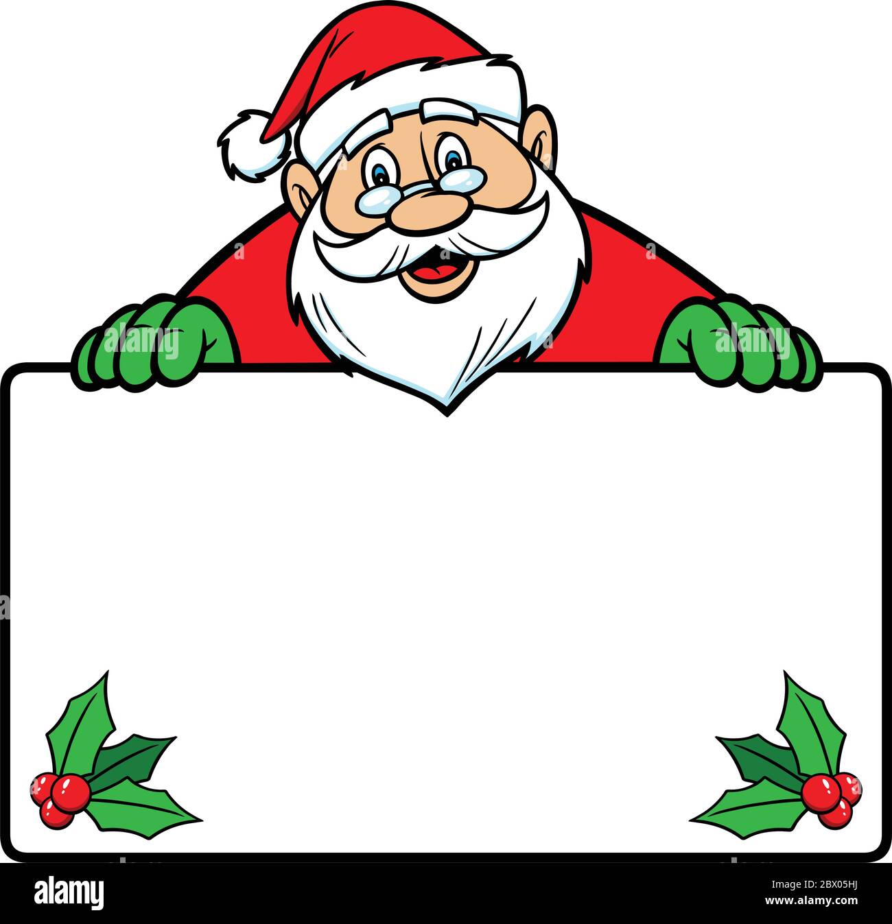 Santa with Sign- A Cartoon Illustration of a Santa with a Sign Stock ...