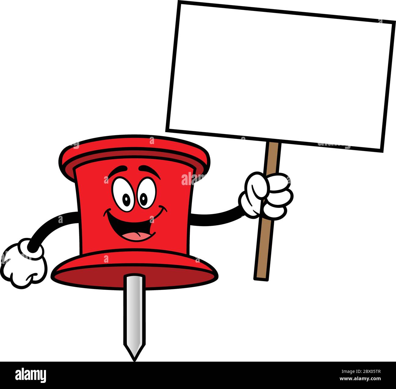 Push Pin Mascot with a Sign - A cartoon illustration of a Push Pin ...