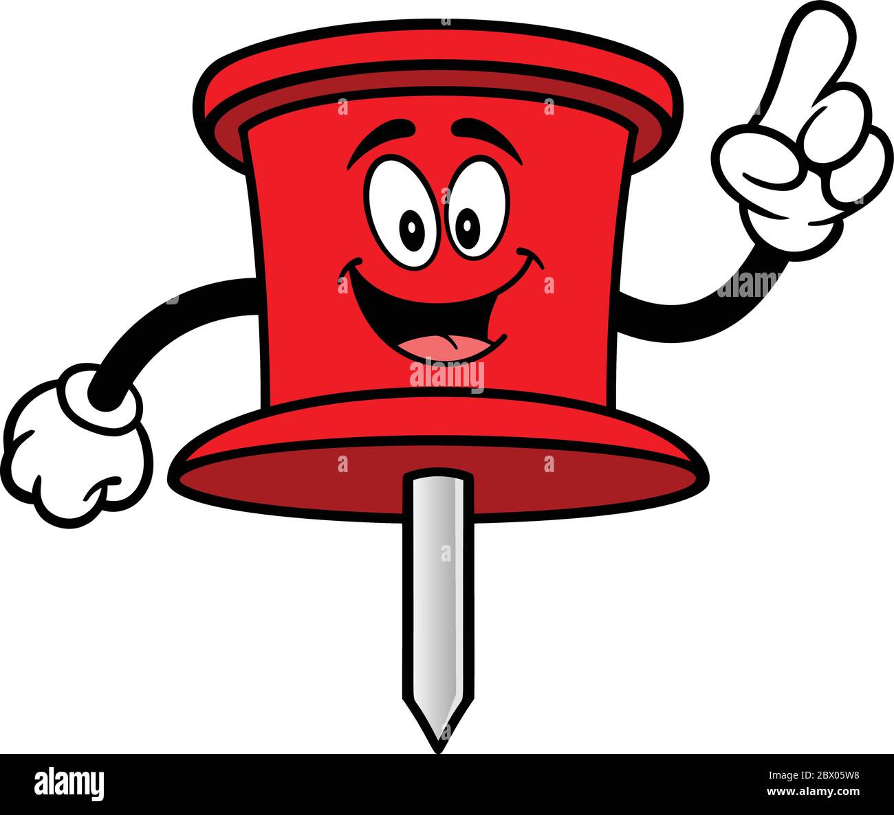 Push Pin Mascot Pointing - A cartoon illustration of a Push Pin Mascot ...