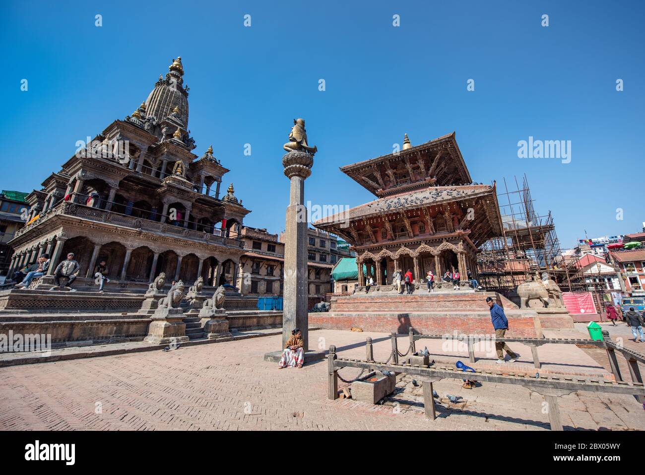 PATAN, NEPAL - Feb 1, 2020:Ancient temples at Patan Durbar Square ...