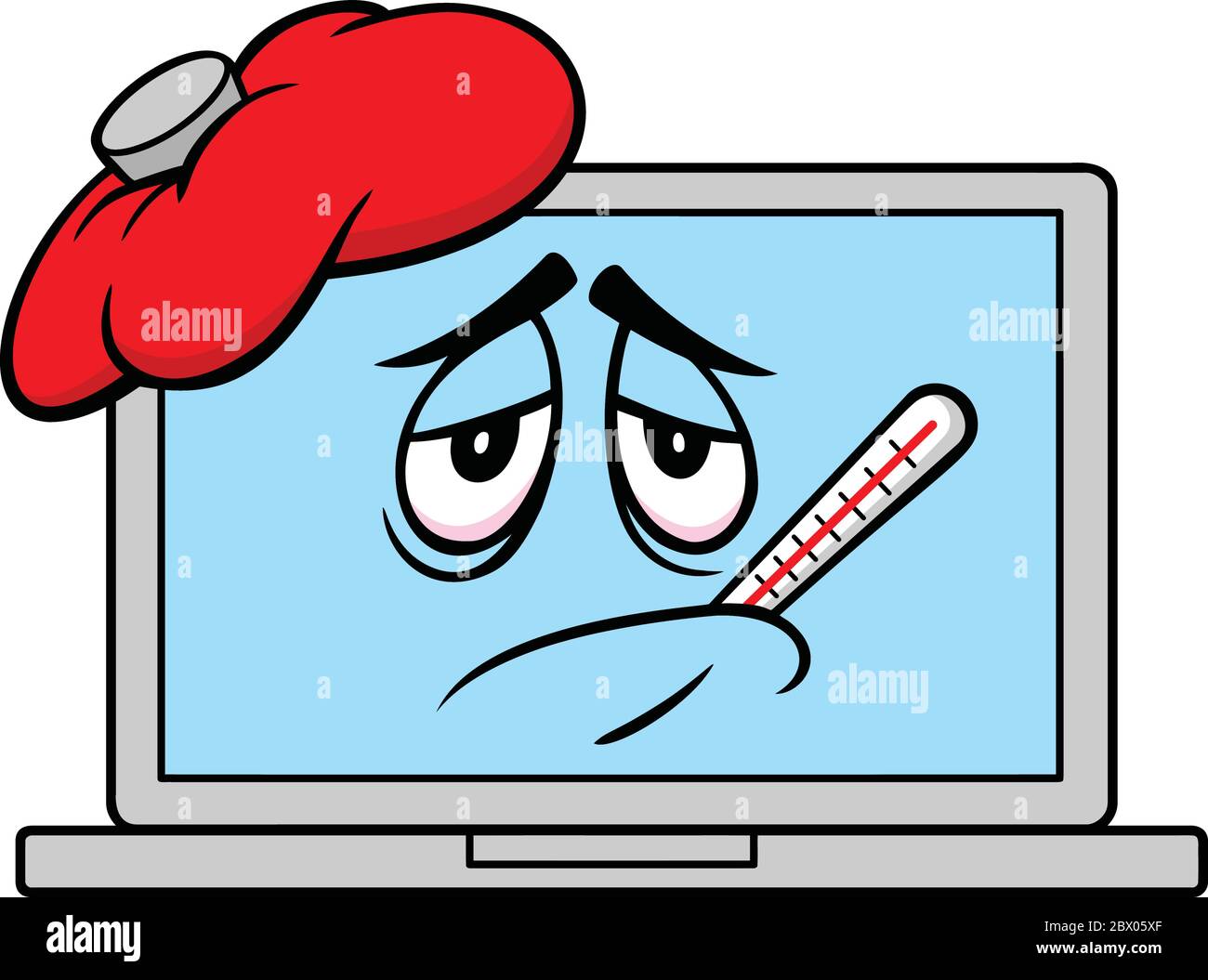 Sick Laptop Icon- A Cartoon Illustration of a Sick Laptop Icon Stock ...