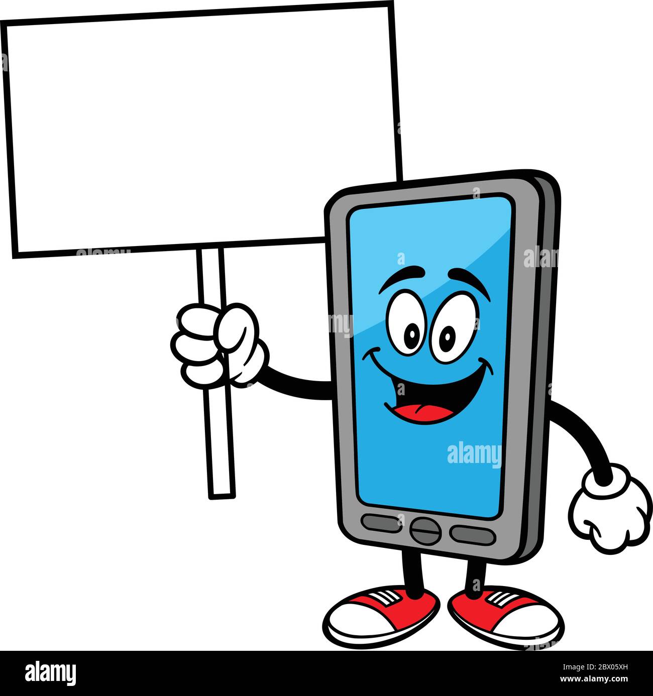 Smartphone with Sign- A Cartoon Illustration of a Smartphone with a ...