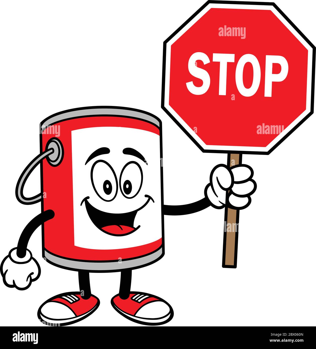 Paint Bucket with Stop Sign- A Cartoon Illustration of a Paint Bucket ...