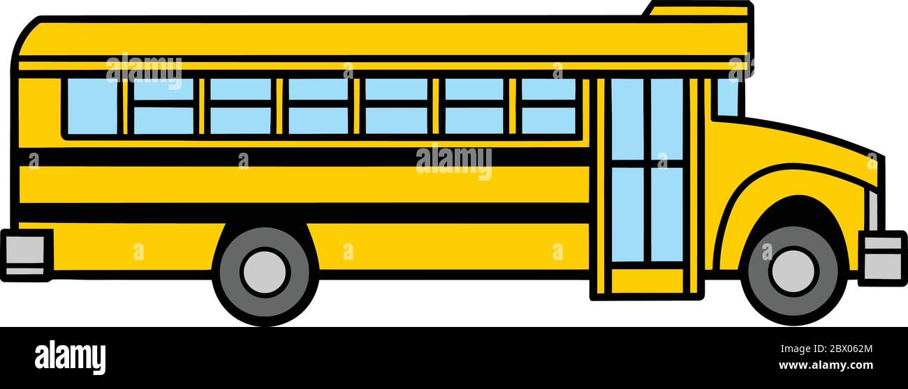 School Bus Passenger Side - A cartoon illustration of a School Bus ...