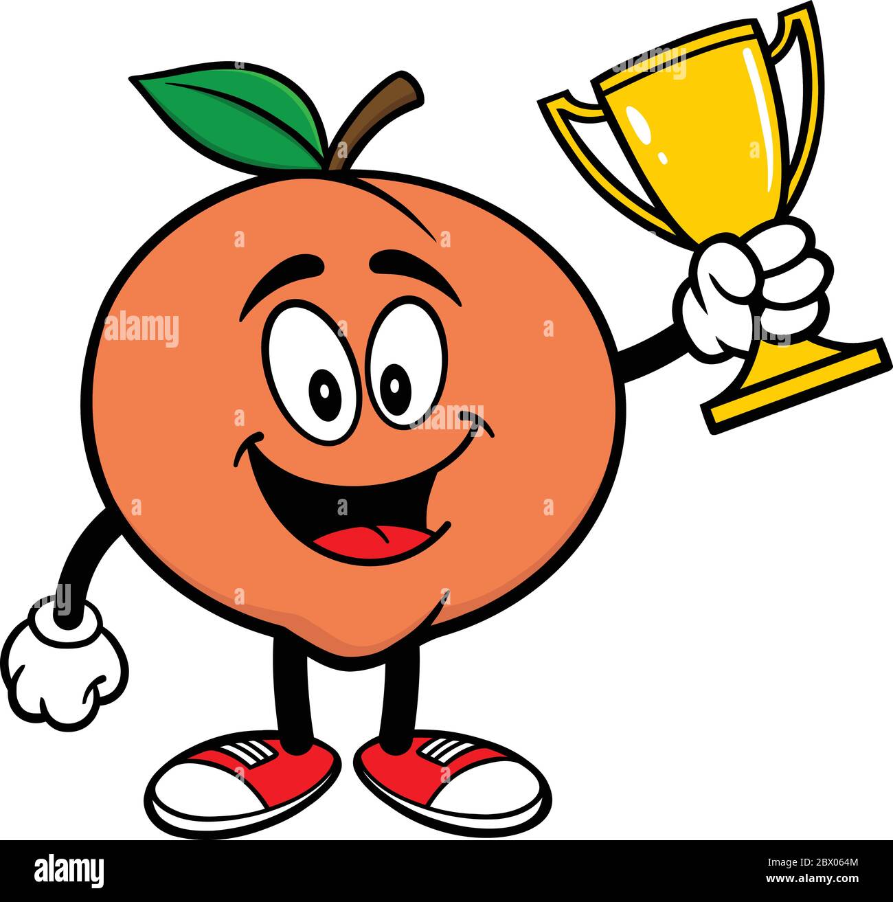 Peach with Trophy- A Cartoon Illustration of a Peach with a Trophy ...