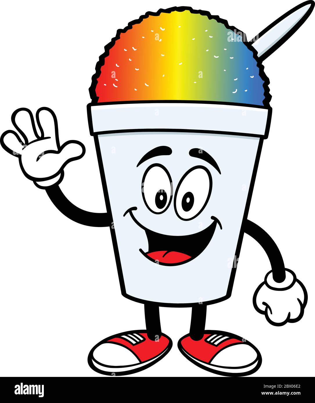 Shaved Ice Waving- A Cartoon Illustration of a Shaved Ice Waving Stock ...