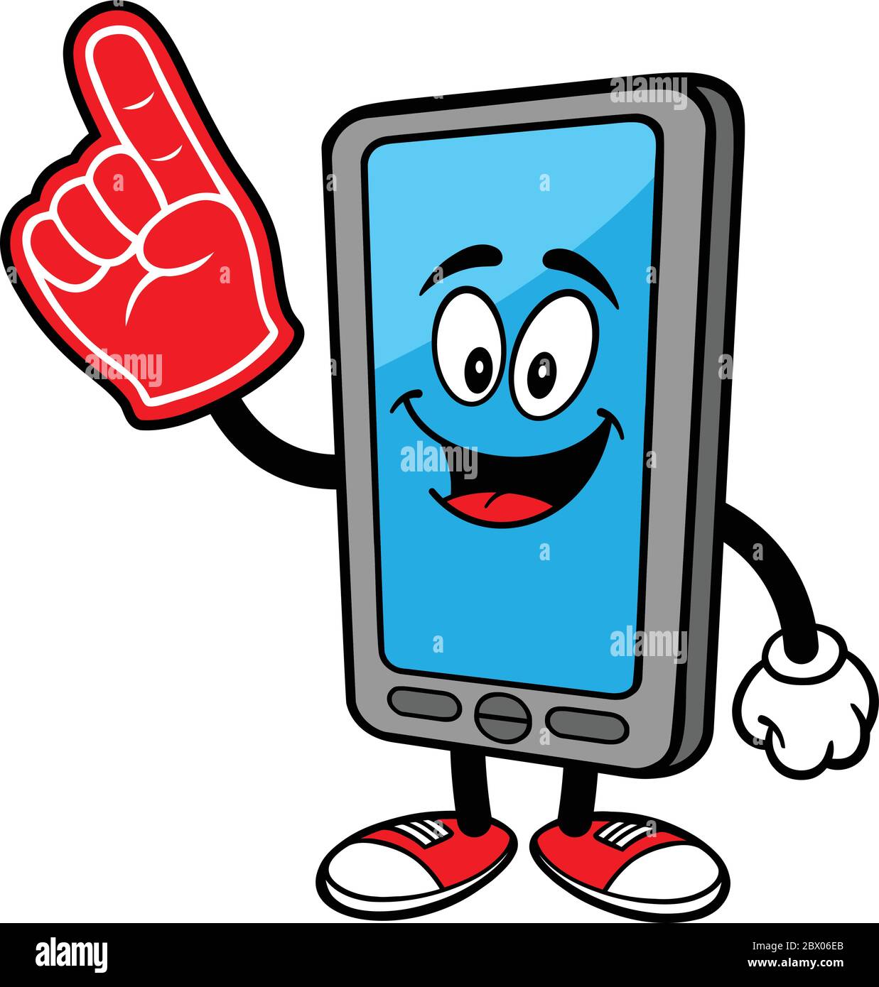 Smartphone with Foam Finger- A Cartoon Illustration of a Smartphone ...