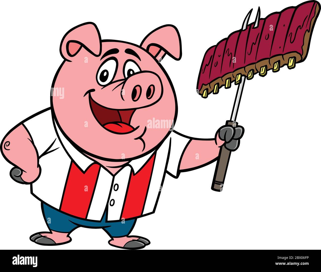 Retro BBQ- A Cartoon Illustration of a Retro BBQ Logo Stock Vector ...