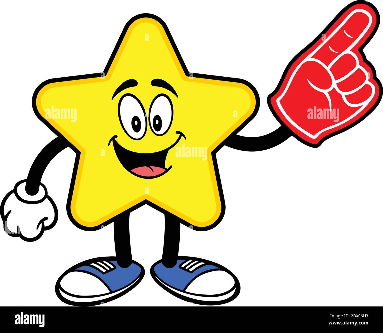 Star Mascot with a Foam Hand - A cartoon illustration of a Star Mascot ...