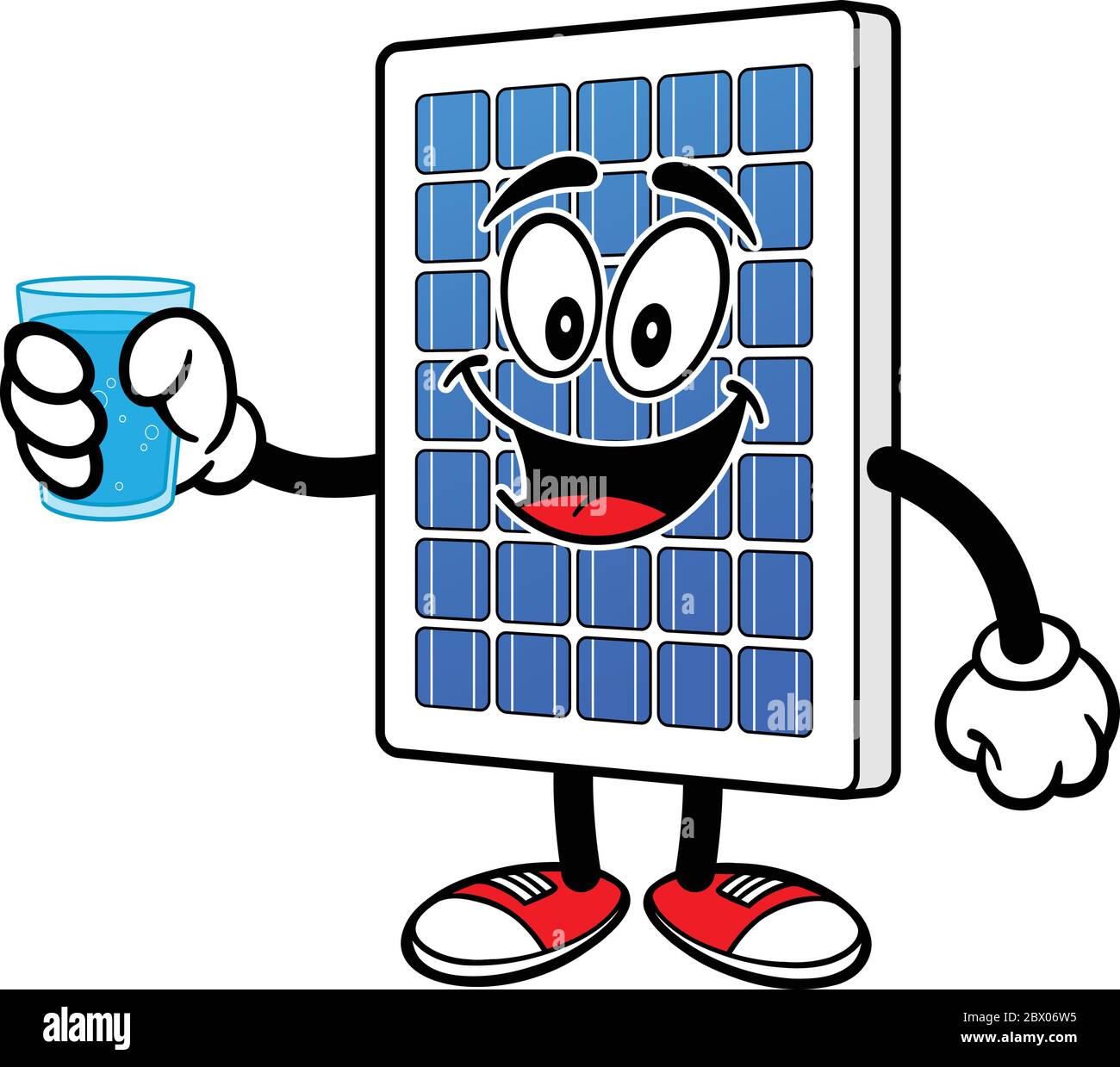Solar Panel with Water- A Cartoon Illustration of a Solar Panel with ...