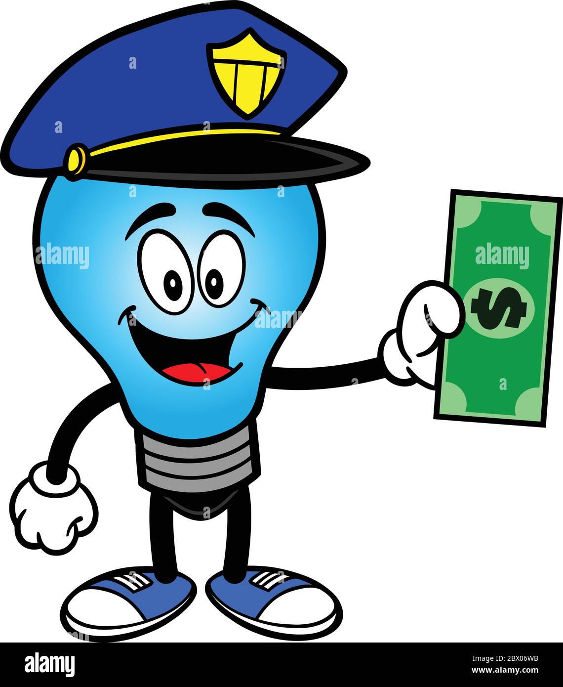 Police Bulb with Dollar- A Cartoon Illustration of a Police Light Bulb ...