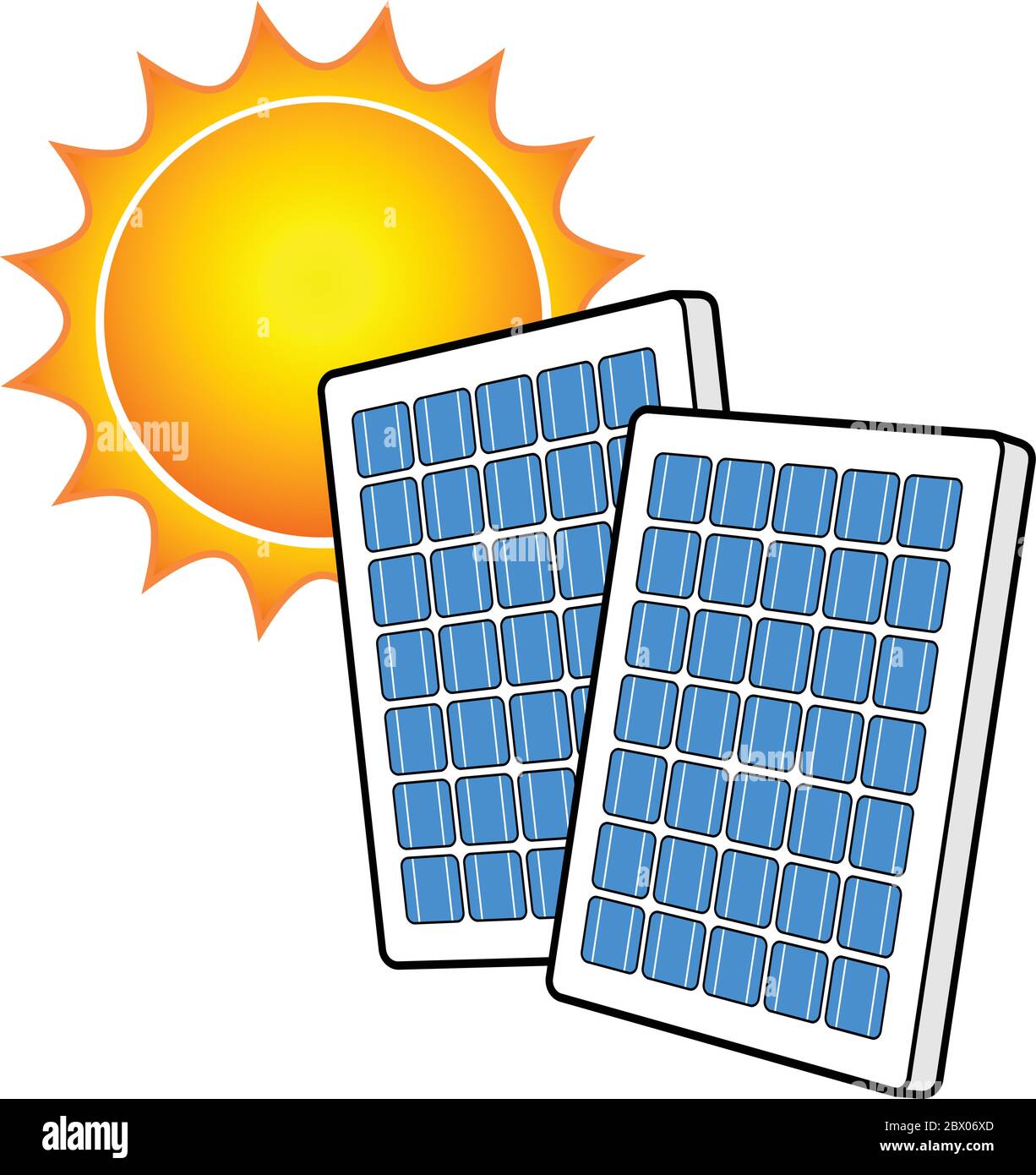 Solar Panels with Sun- An Illustration of Solar Panels with a Sun Stock ...