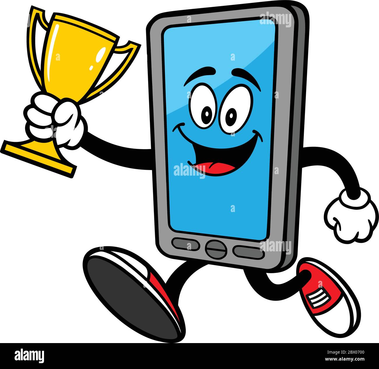 Smartphone Running with Trophy- A Cartoon Illustration of a Smartphone ...