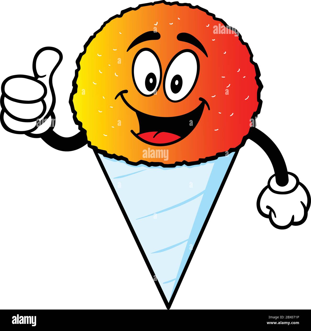 Snow Cone with Thumbs Up- A Cartoon Illustration of a Snow Cone with a ...