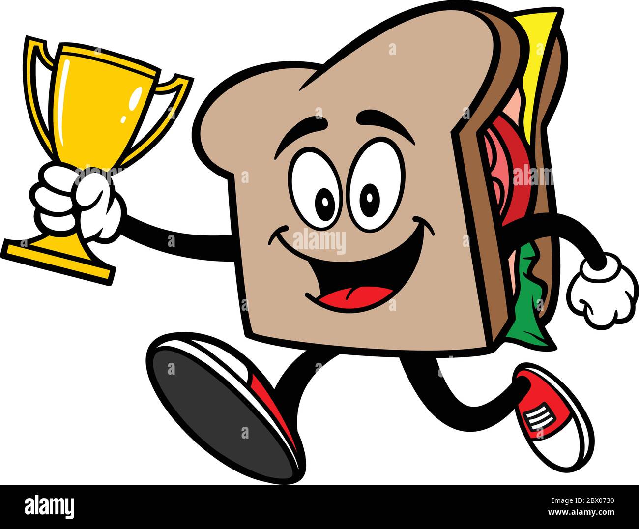 Sandwich Run with Trophy- A Cartoon Illustration of a Sandwich Running ...
