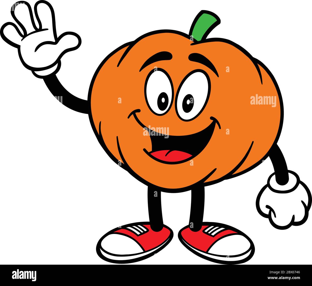 Pumpkin Mascot Waving- A Cartoon Illustration of a Pumpkin Mascot ...