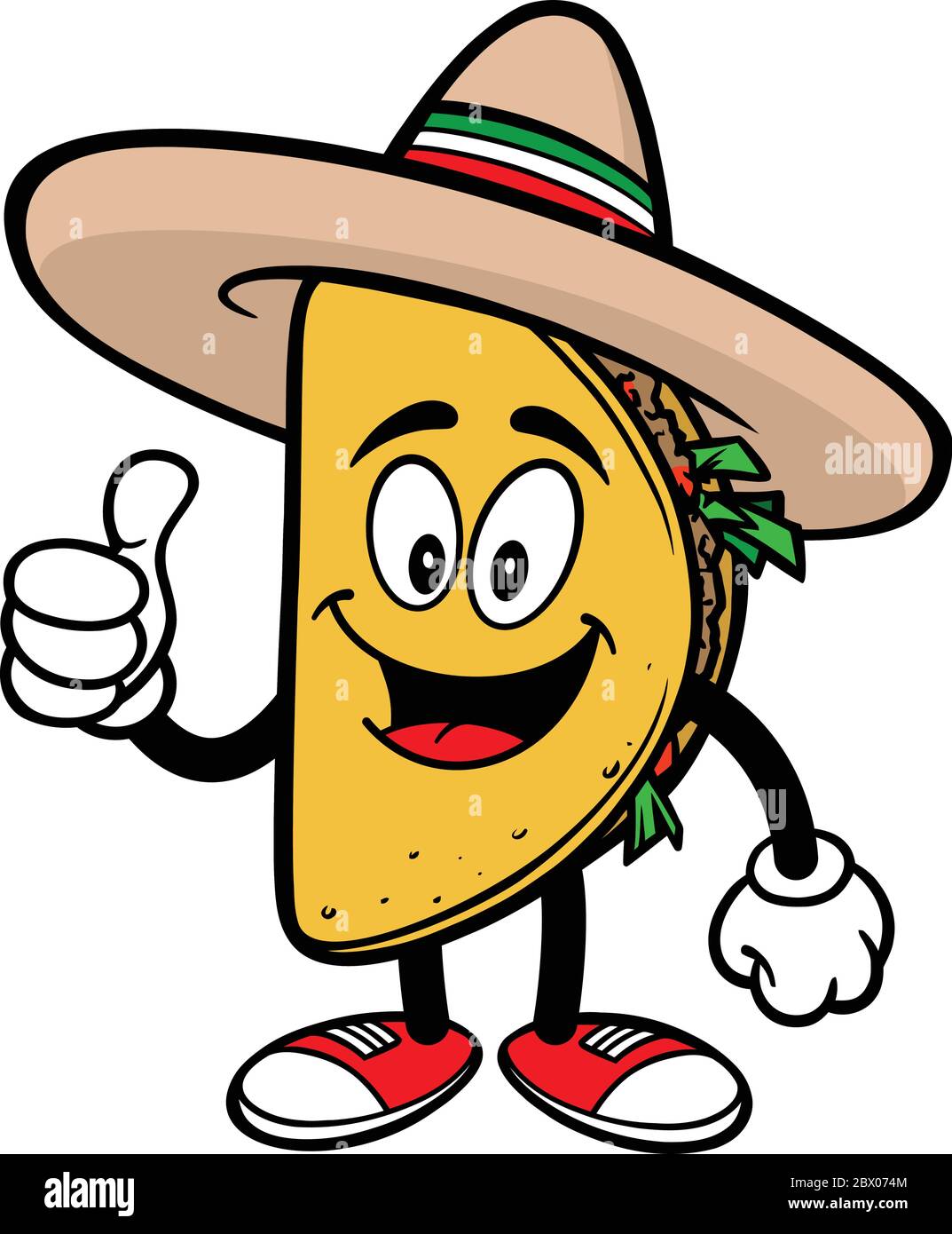 Taco with Thumbs Up - A cartoon illustration of a Taco Mascot with a ...